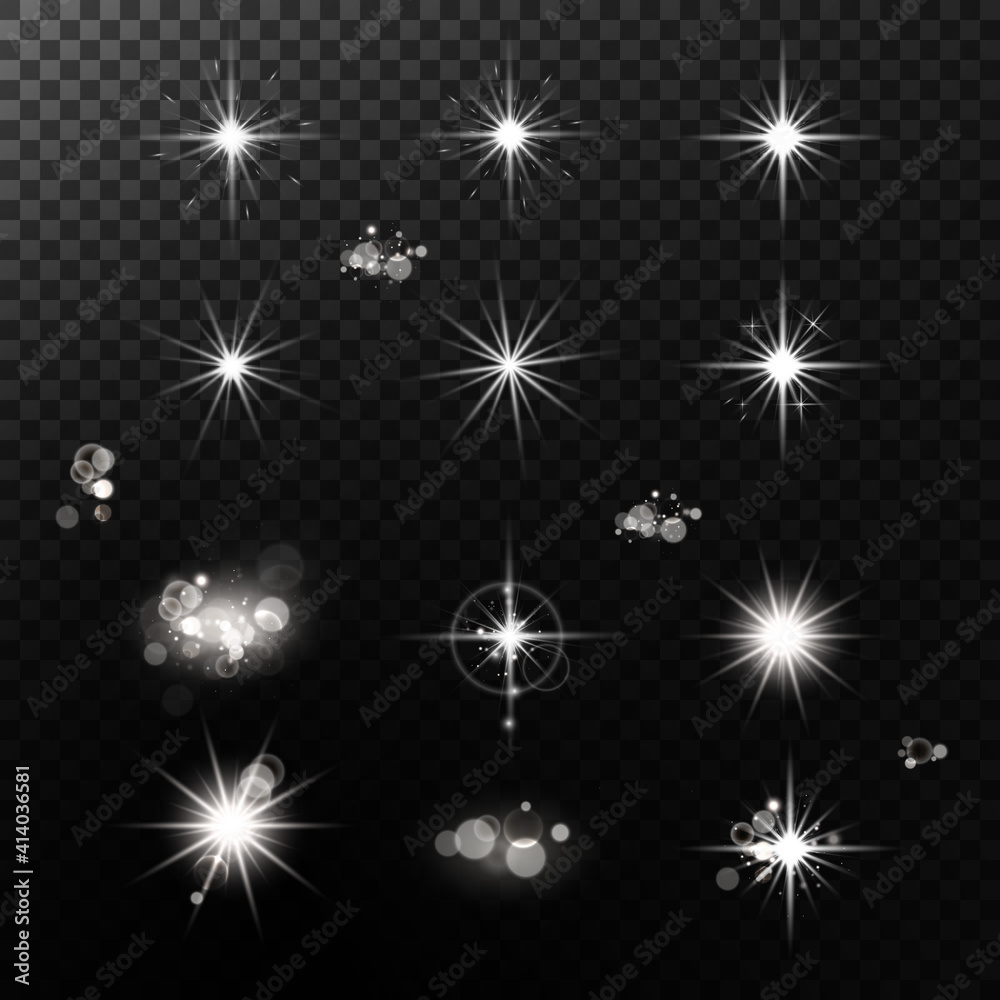 Glow effect. Star on transparent background.Bright sun. Vector ...