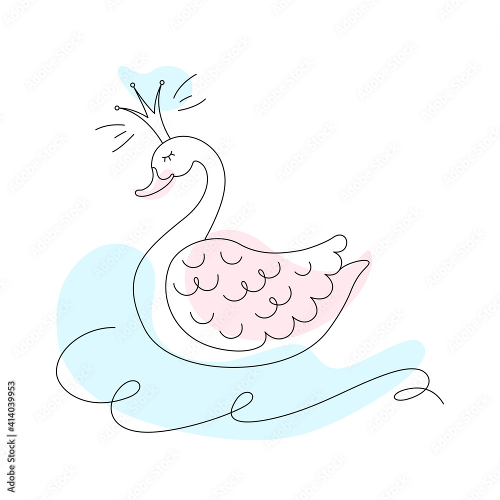 The Swan Princess with her eyes closed. The Silhouette of a swan and a ...