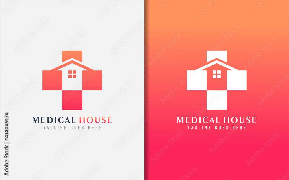 Medical House Logo Design. Abstract Medical Cross Symbol Combine with ...