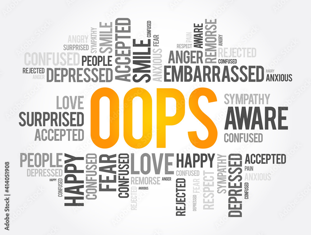 OOPS word cloud collage, social concept background Stock Illustration ...