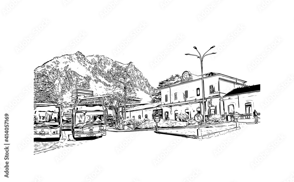 Building view with landmark of Italy is the country in Europe. Hand ...