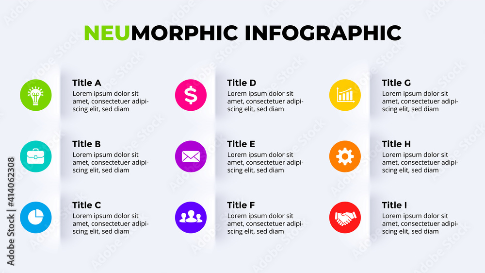 Neumorphic Vector Infographic. Presentation slide template. Neumorphism ...