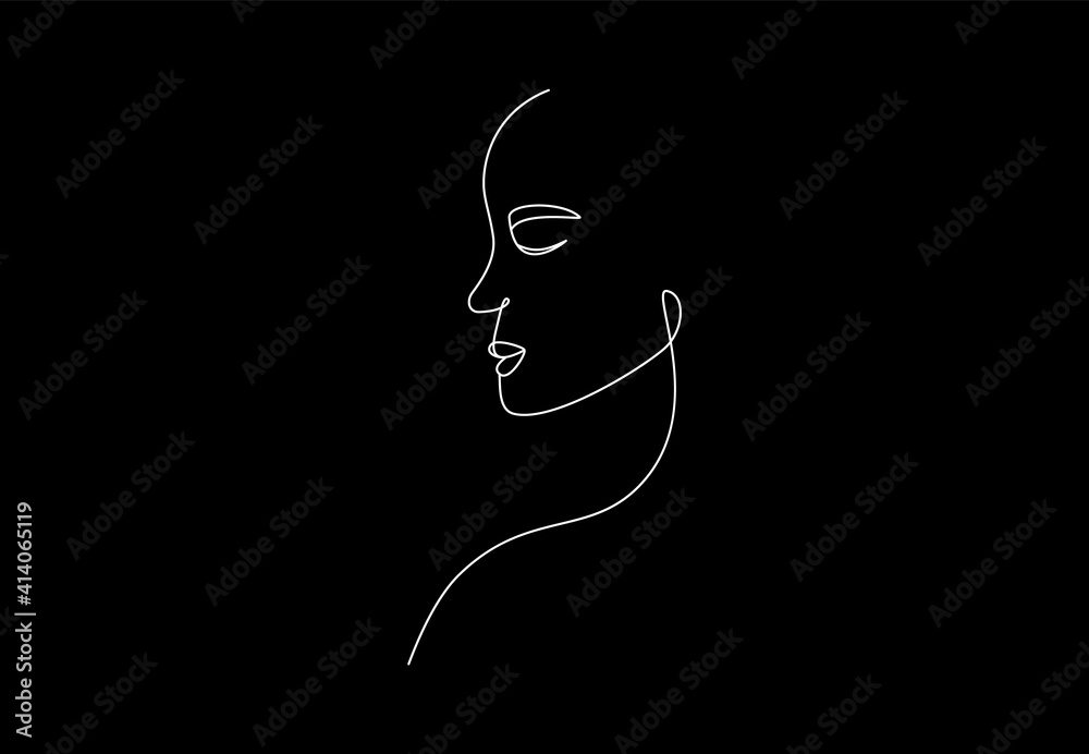 One line portrait of a woman. Minimalist simple art, continuous line ...