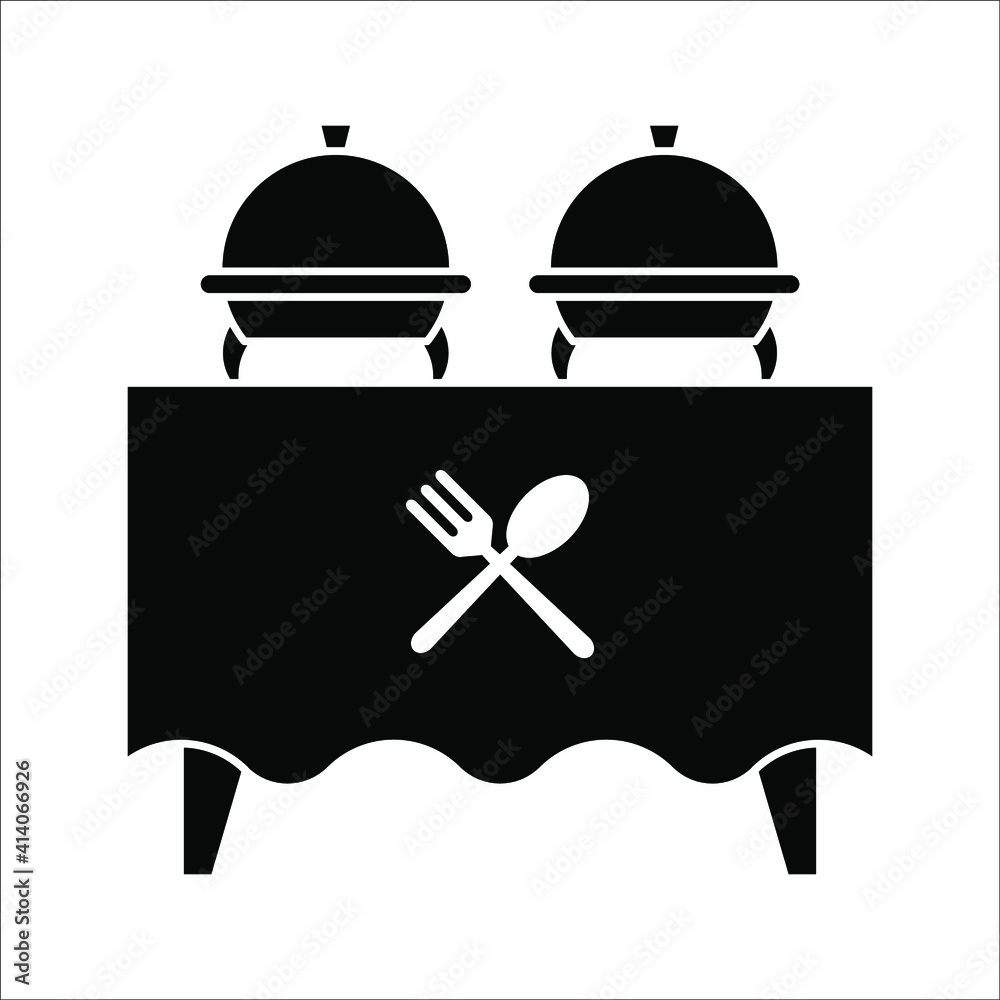 black thin line catering buffet. buffet in rastaurant on white ...