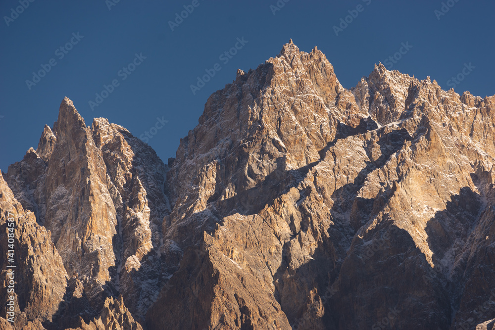 Passu cathedral mountain peak in Hunza valley, Karakoram mountains ...