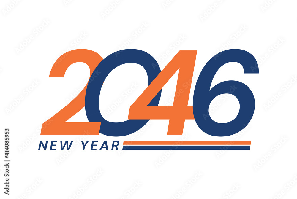 Happy New Year 2046 logo design, New Year 2046 text design isolated on ...
