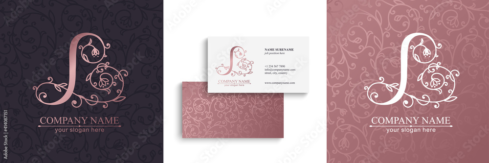 Premium Vector L logo. Monnogram, lettering. Seamless pattern and ...