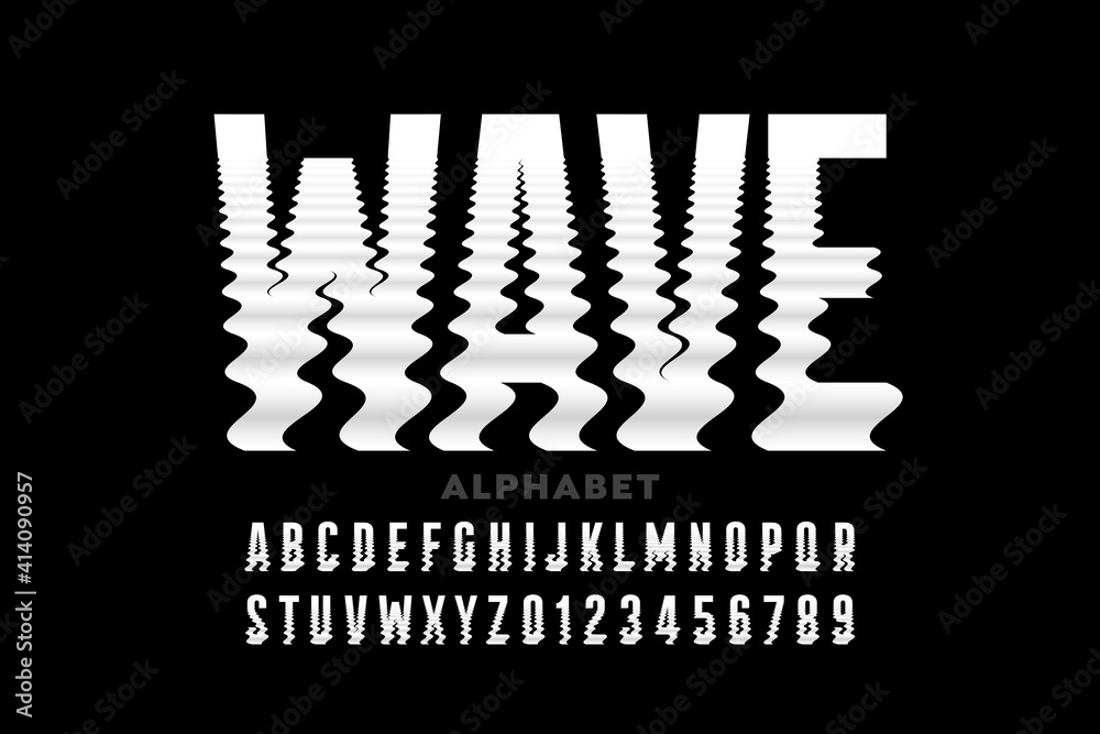 Water waves style font design, ripple effect alphabet letters and ...