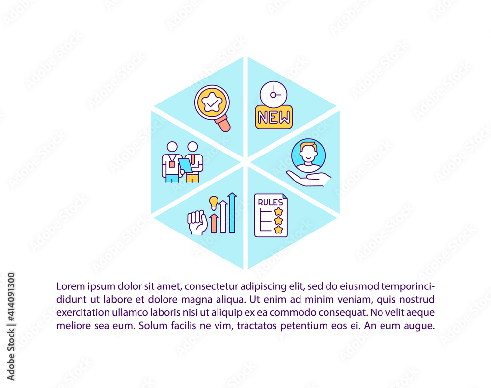 Recruitment concept icon with text. Work adaptation strategy. Personnel, staff orientation. PPT ...