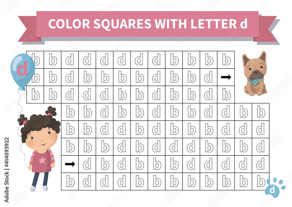 Printable game. Worksheet for kids. Exercise about letter reversals d ...