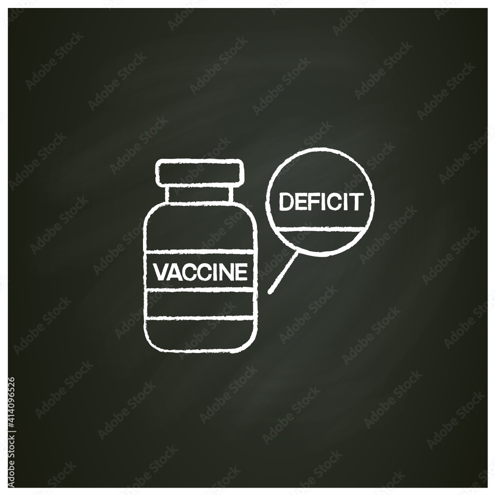 Vaccine limit chalk icon. Empty vaccine bottle, deficiency. Vaccine ...