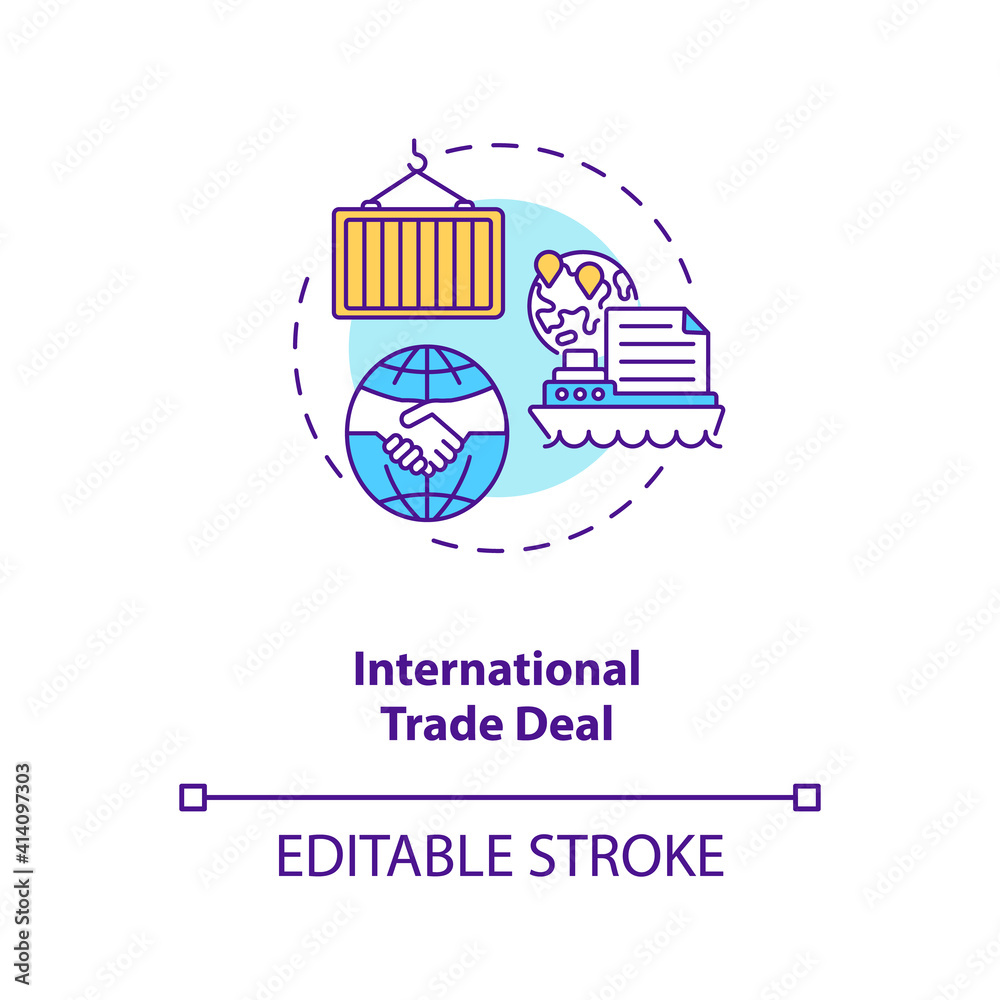 International trade deal concept icon. Common commercial contracts ...