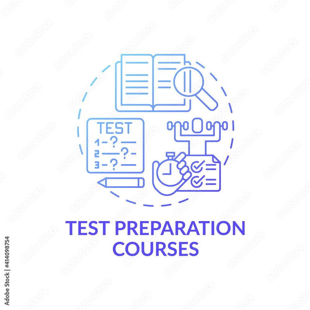 Test preparation courses concept icon. Improving language learning ...