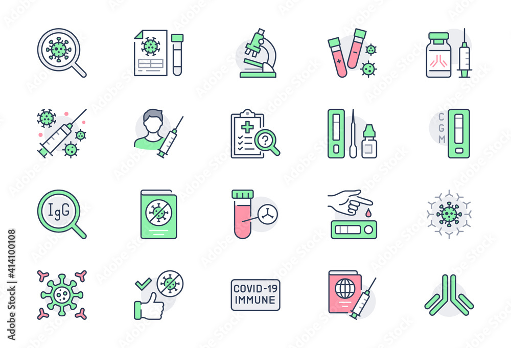 Coronavirus test line icons. Vector illustration include icon - vaccine ...