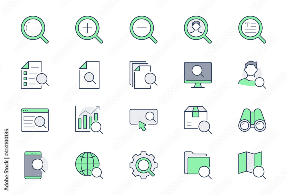 Search simple line icons. Vector illustration with minimal icon ...