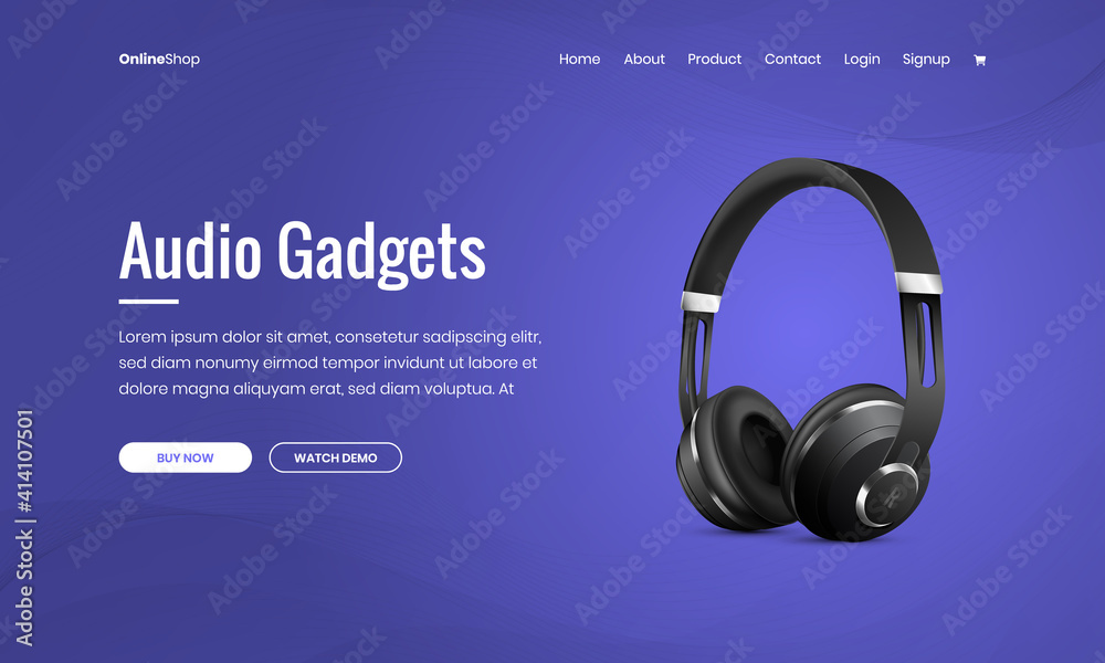 Audio System - UI Design Ecommerce Template Layout Stock Vector | Adobe ...