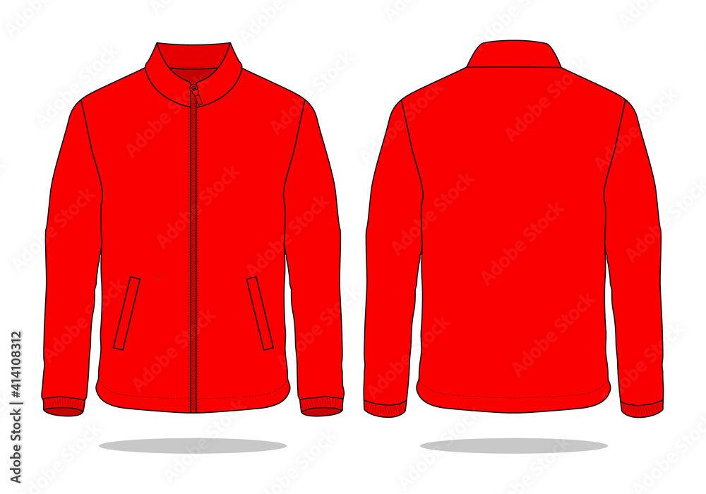 Blank Red Jacket Template Vector.Front and Back View. Stock Vector ...