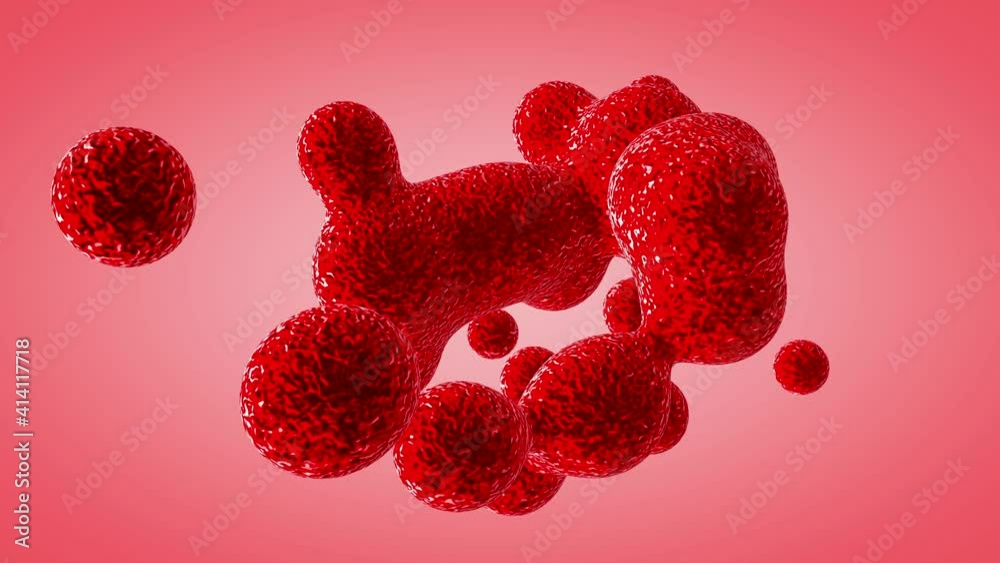 Red elastic metaball in 3d. Small molecules are separated from the ...