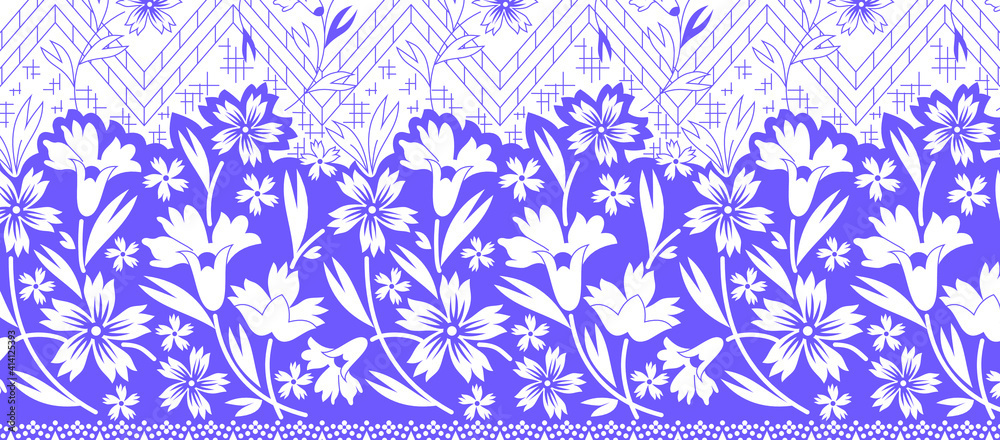 flower border pattern design for fabric print, texture, background ...