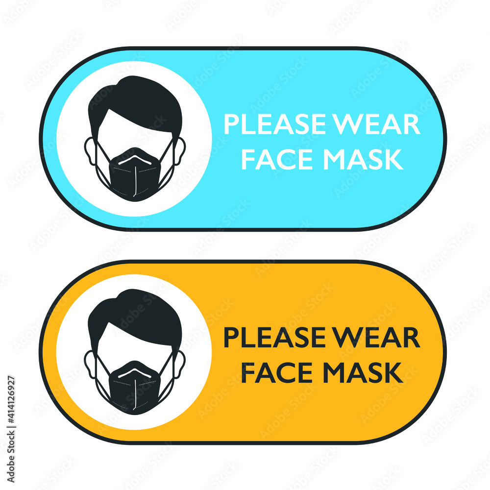 Set of face mask required signs isolated on white. Vector illustration ...