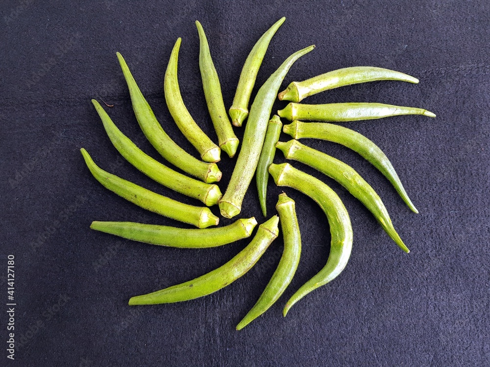 Okra or Okro, Abelmoschus esculentus, known in many English-speaking ...