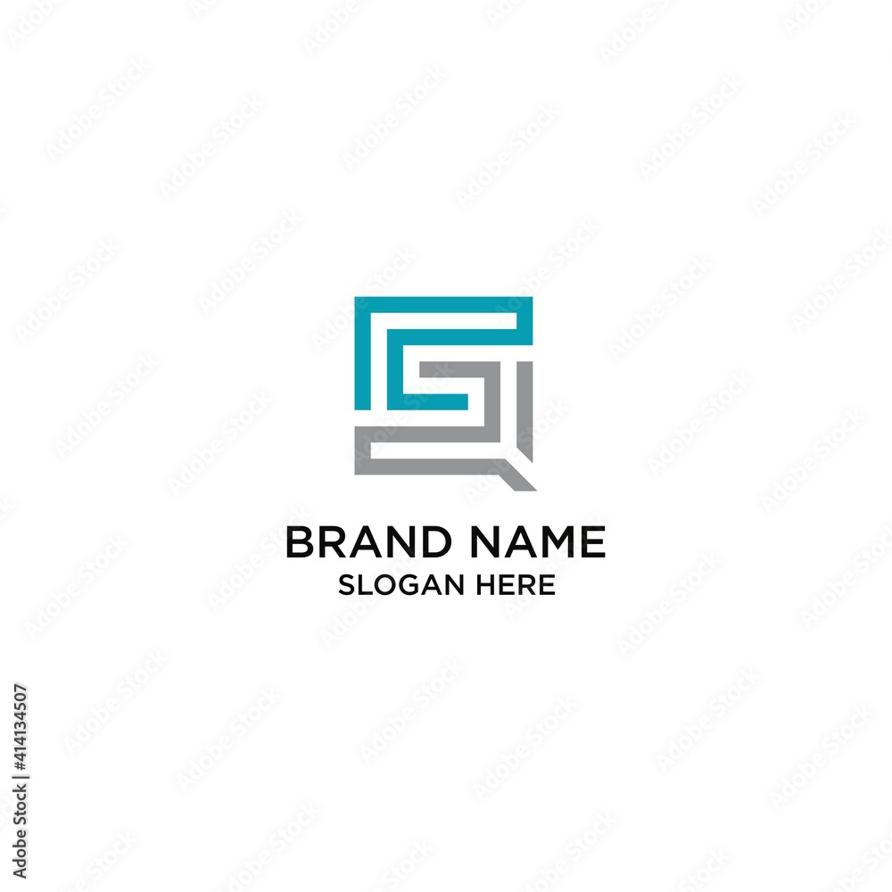 Initial Letter S Q Square Logo Design Stock Vector | Adobe Stock