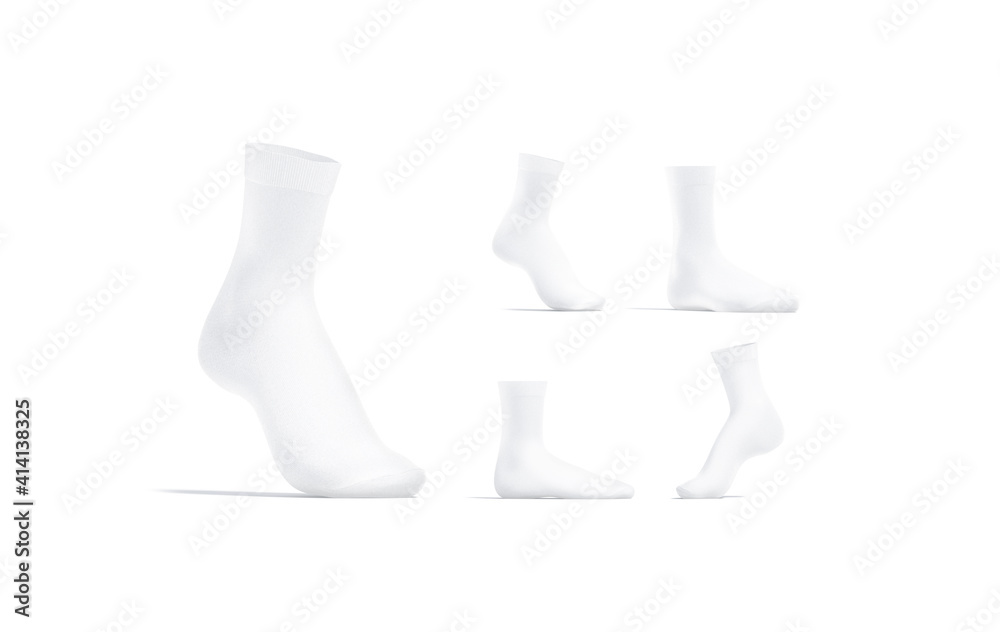 Blank white long sock mockup stand, different views Stock Illustration ...