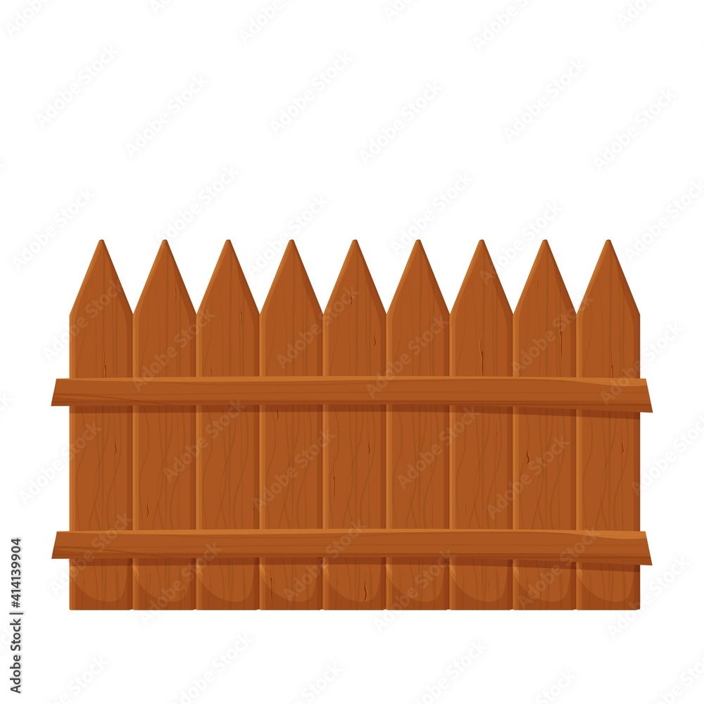 Wood cartoon fence textured, detailed isolated on white background ...