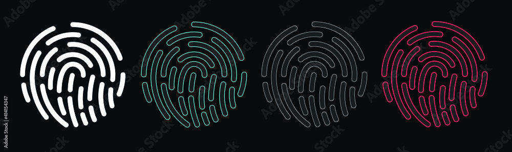 Vector Fingerprint Icons Set, Isolated Sci-Fi Future Identification ...