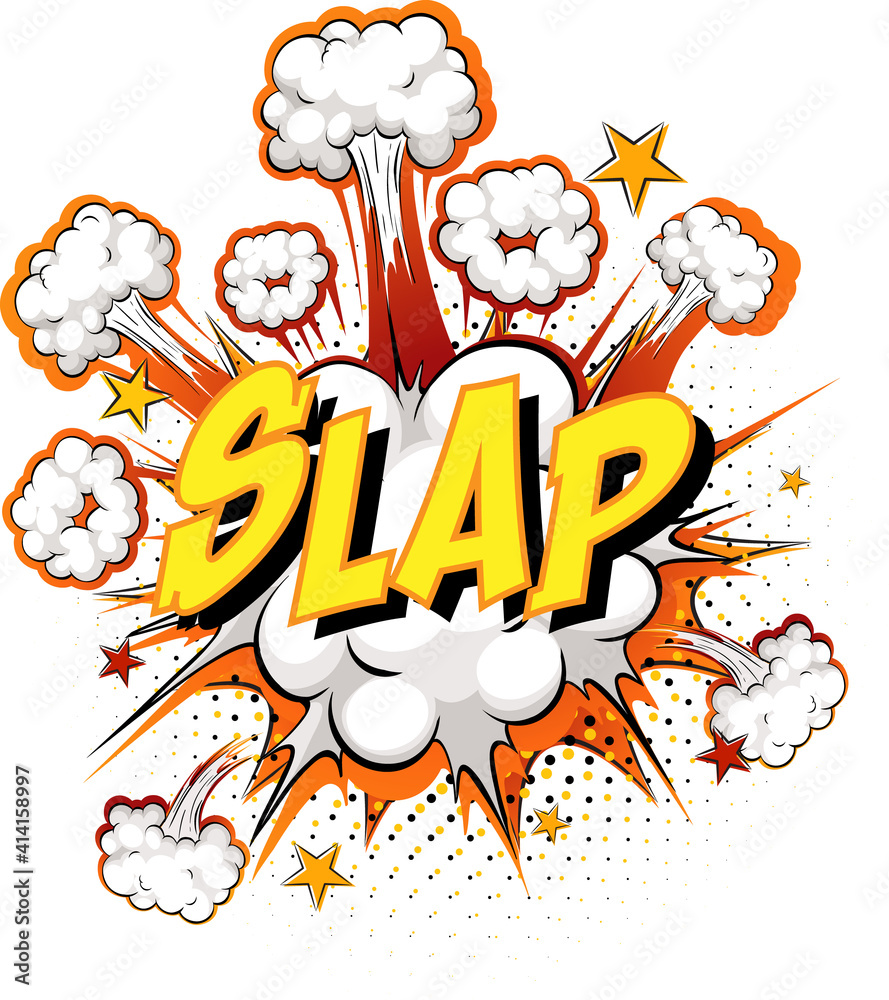 Word Slap on comic cloud explosion background Stock Vector | Adobe Stock