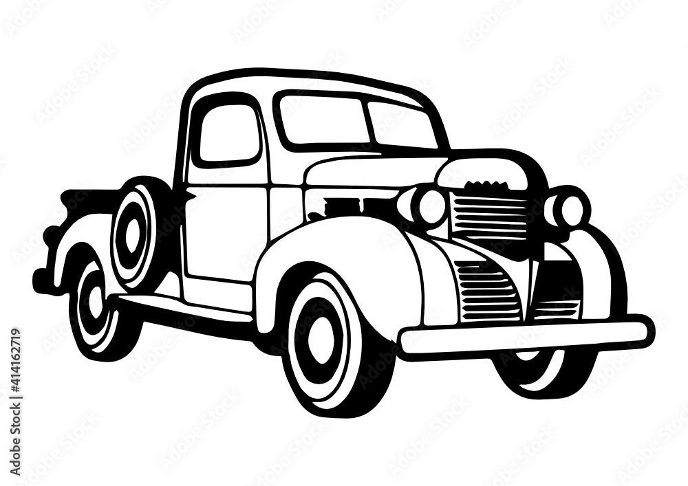 black and white pick up drawing Stock Vector | Adobe Stock