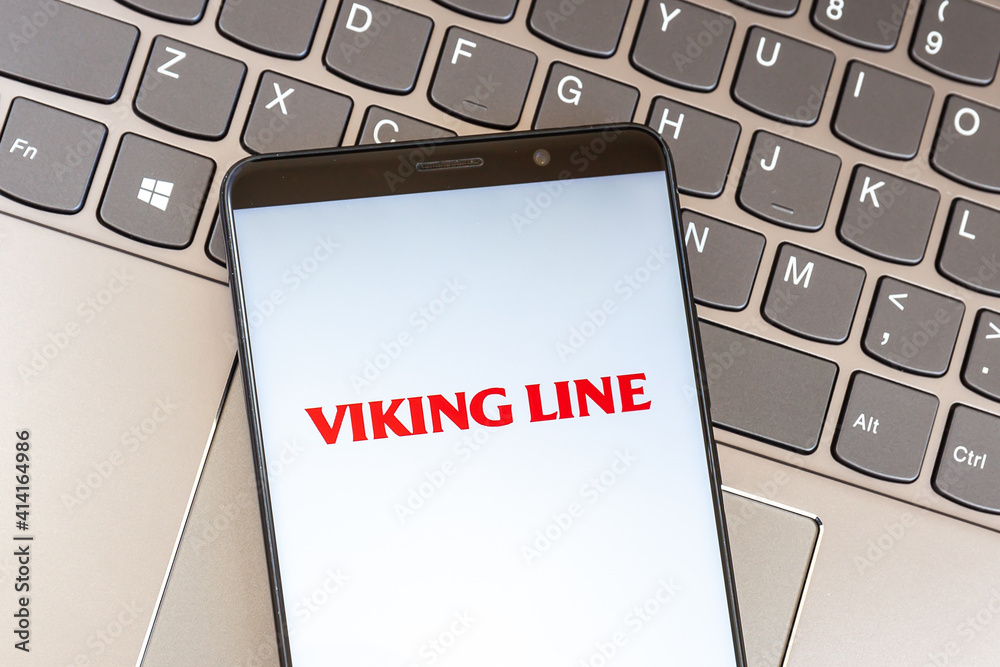 Toronto, Canada - February 14, 2021: Viking Line logo on smartphone ...
