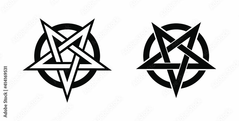 Pentagram Pentacle Pentangle Reversed Star Sign Symbol Vector ...