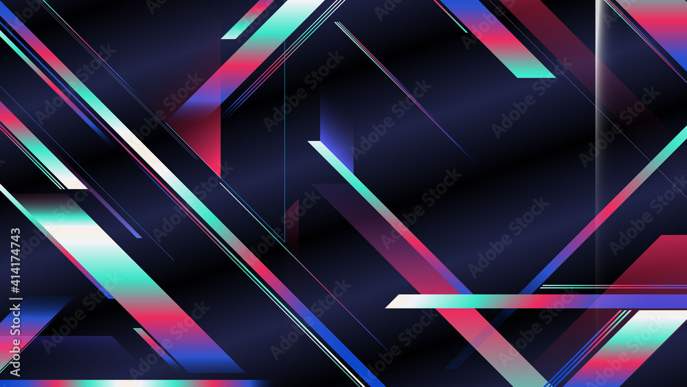 Retrowave - futuristic chrome geometric shapes composition design ...