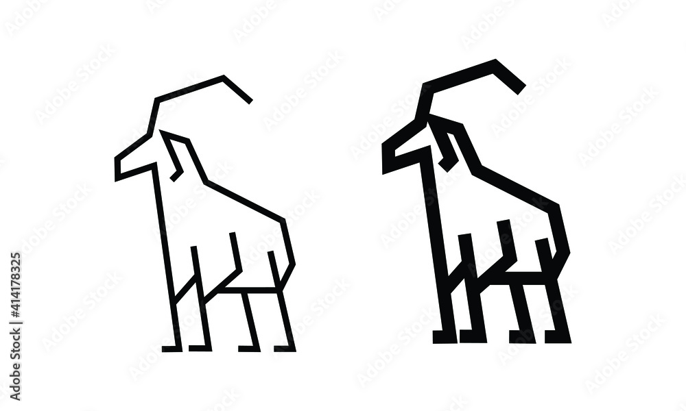 mountain goat line art vector illustration isolated on white background ...