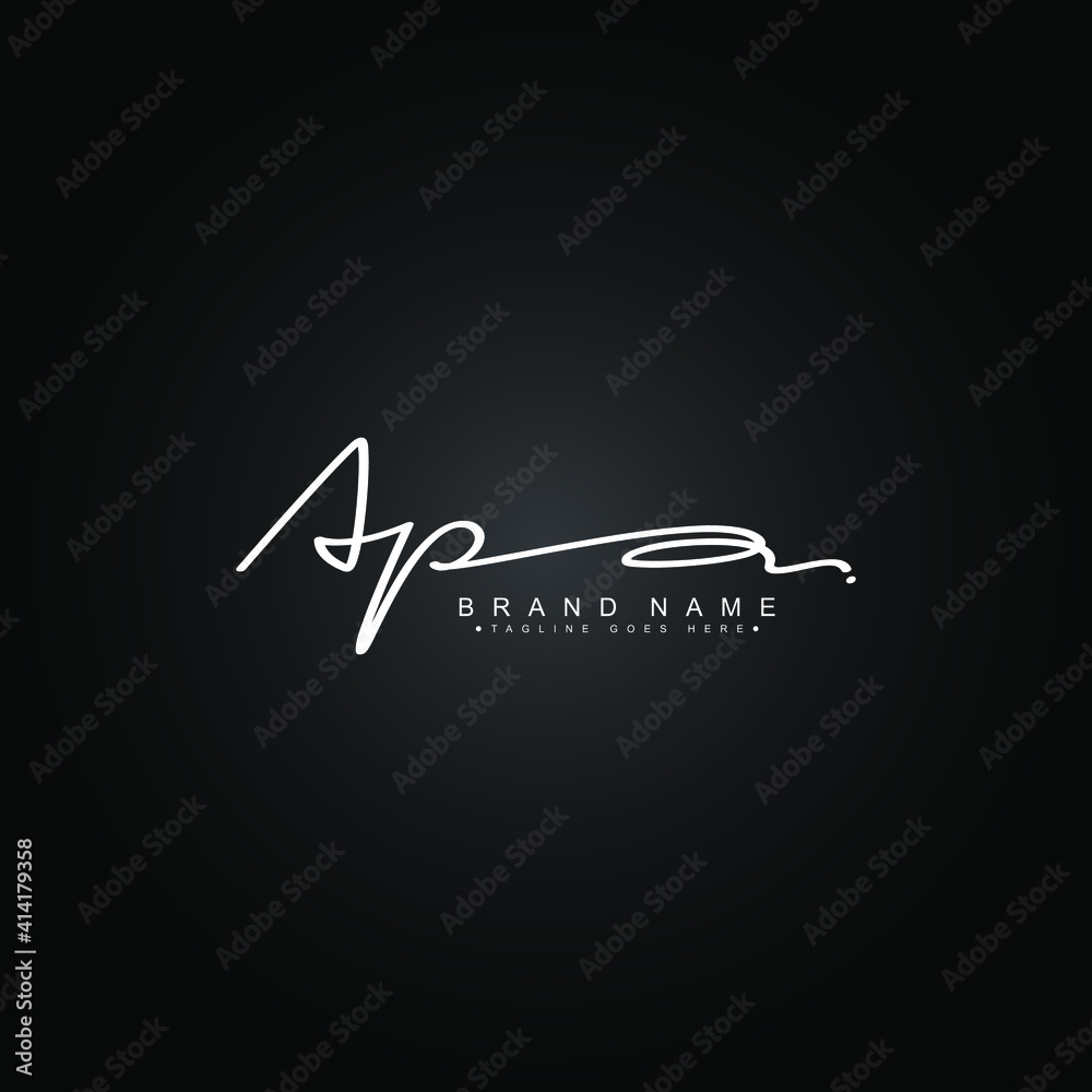 Initial Letter AP Logo - Hand drawn Signature Style Logo Stock Vector ...