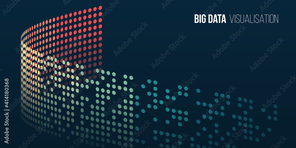 Big Data Visualization Banner Abstract Background With Circles Array Binary Code Connection