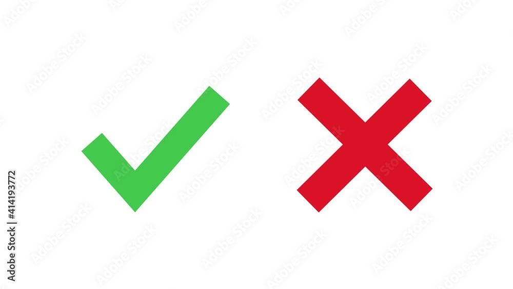 True or false, yes or no symbols checkmark animation movement, with on ...