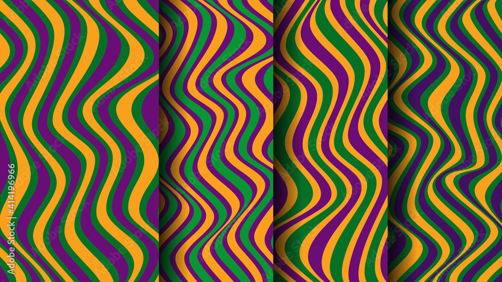 Vector Background with Mardi Gras stripes. Undulating Pattern Stock ...