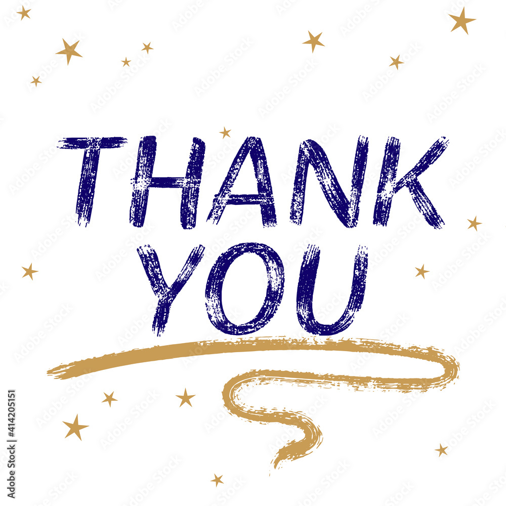 Thank you card. Beautiful stars scratched calligraphy thank you text ...
