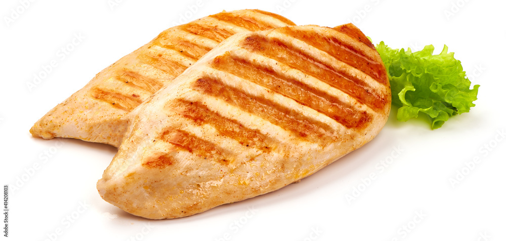 Grilled chicken breast, isolated on white background Stock Photo ...