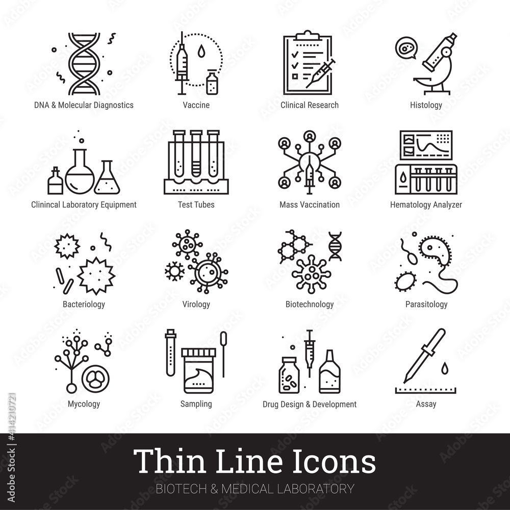 Viruses, bacterial infection, biotechnology, medical laboratory thin ...