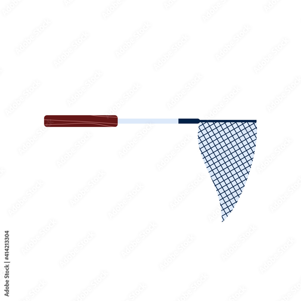 Net with handle, trap for catch fish or butterfly. Flat cartoon vector ...