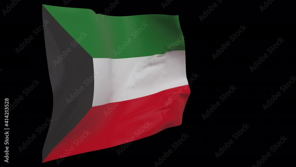 Kuwait waving flag seamless loop animation. 4k Alpha Channel ...