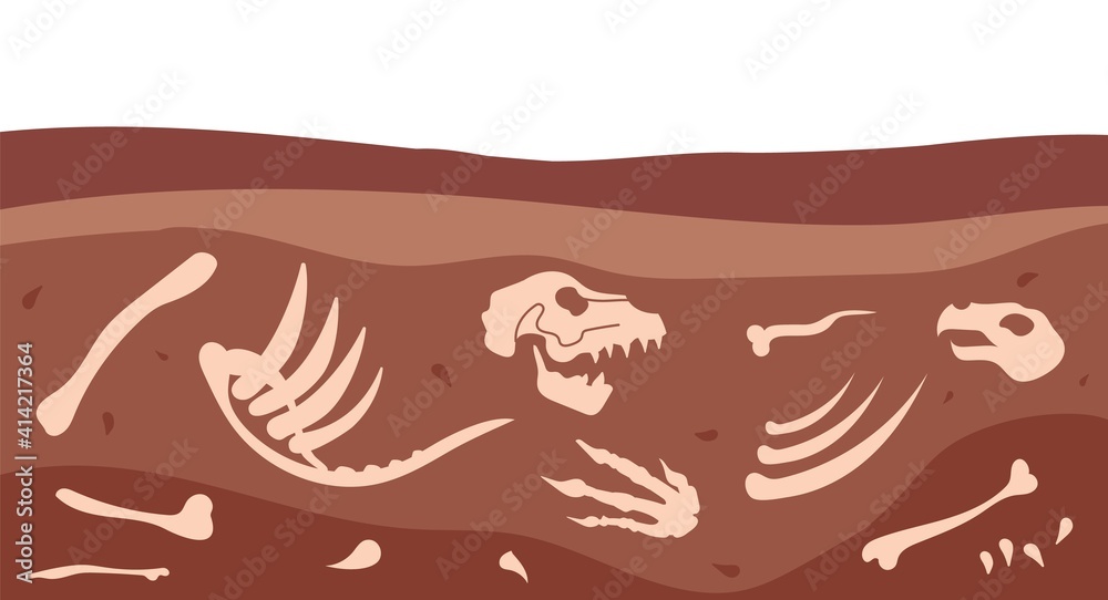 Dinosaur Bones In The Ground