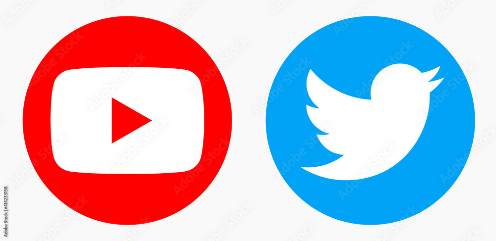 youtube logo, twitter logo circle Stock Vector | Adobe Stock