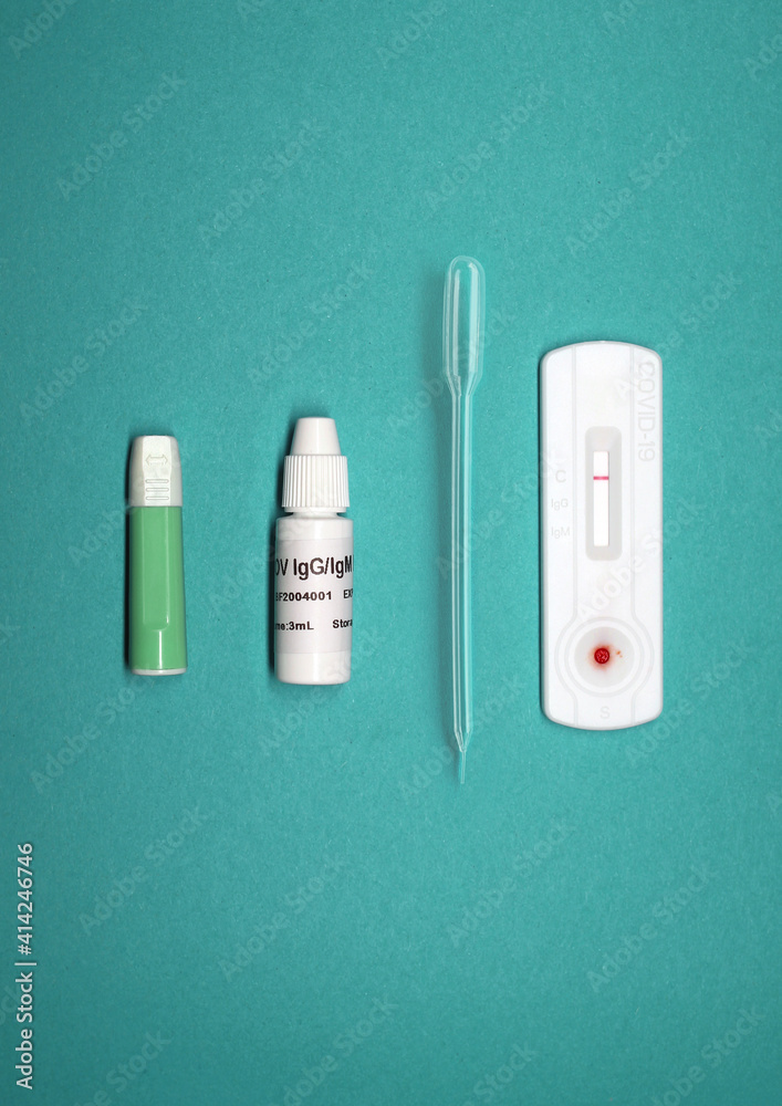 Test result using a rapid test device for new coronavirus. Covid-19 ...