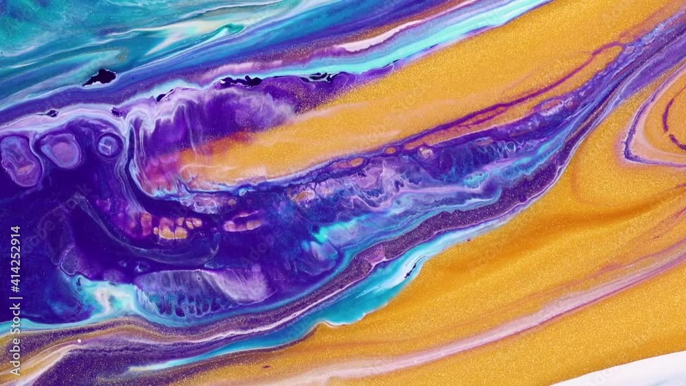 Fluid art drawing video, modern acryl texture with flowing effect ...