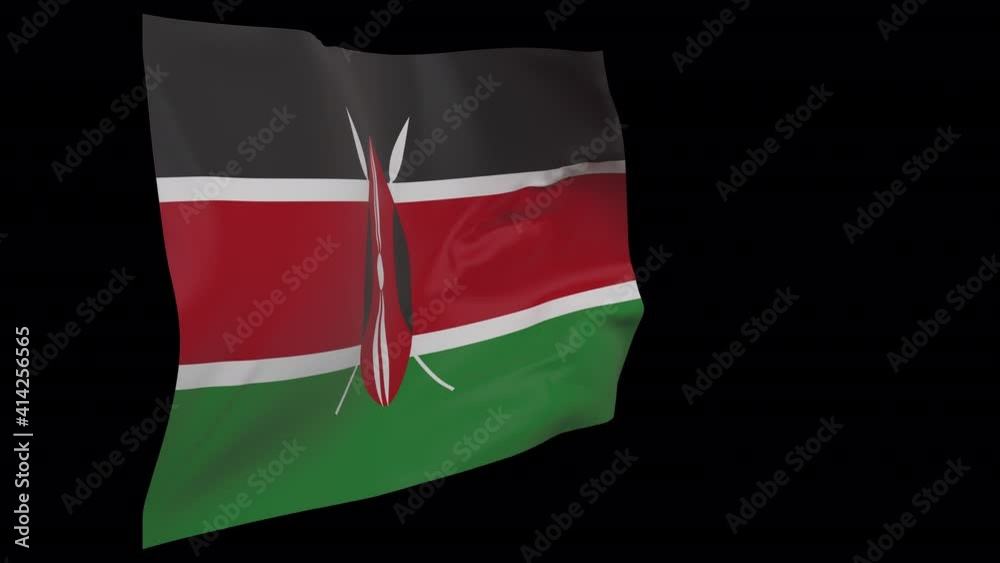 Kenya waving flag seamless loop animation. 4k Alpha Channel transparent ...