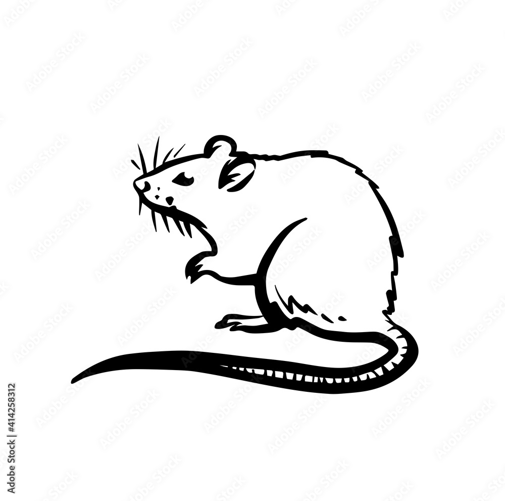 Rat icon logo in vector on white background. Rat illustration in hand ...